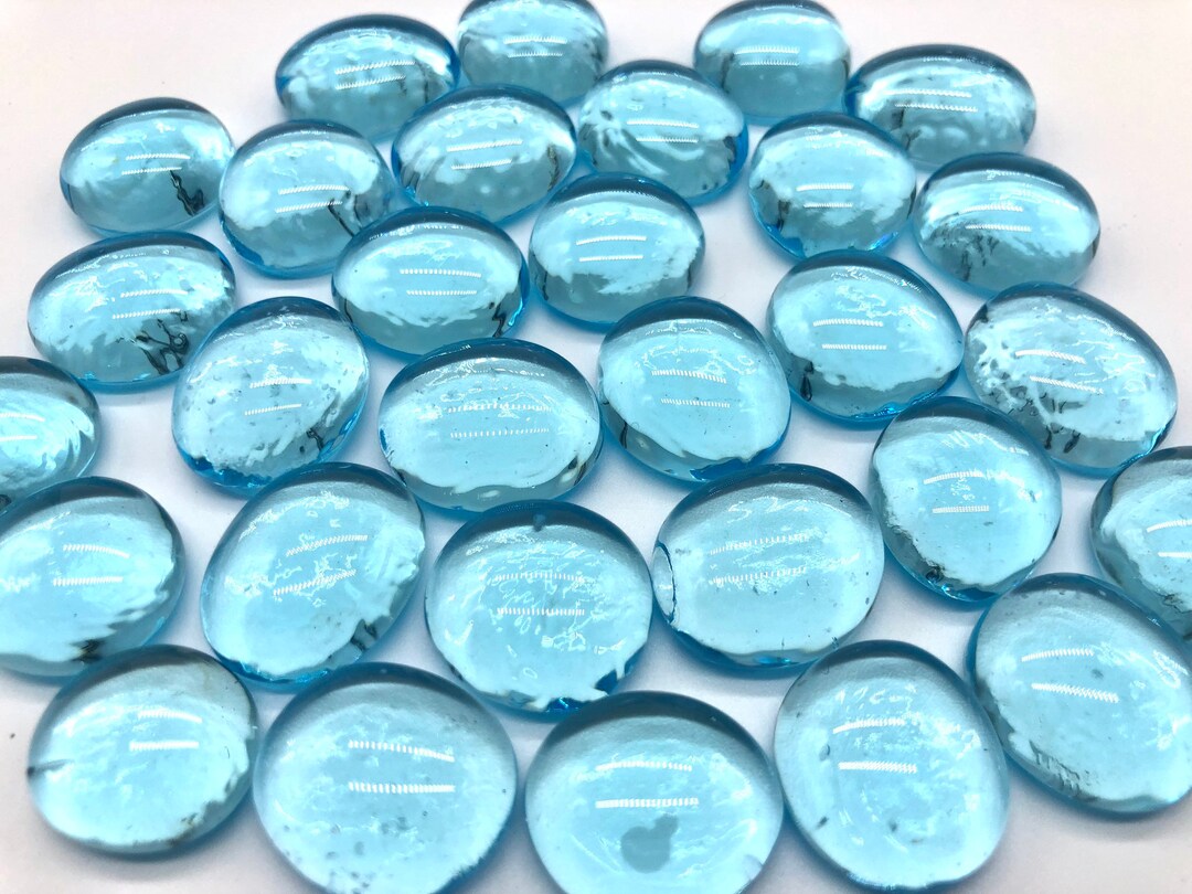 19mm - 3/4” Flat Glass Marbles, Light Blue Transparent, Glass Gems ...