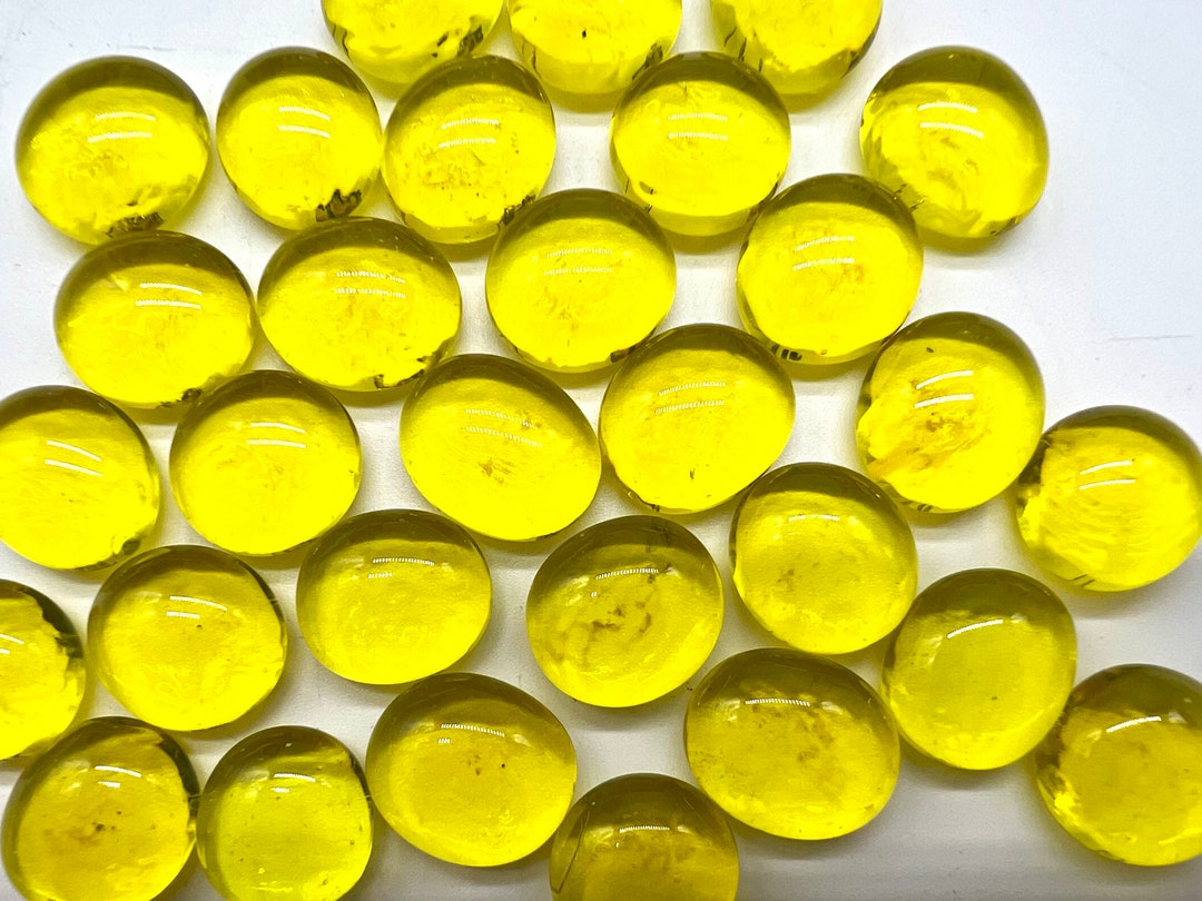 16mm - 5/8” Flat Glass Marbles, Yellow Transparent, Glass Gems ...