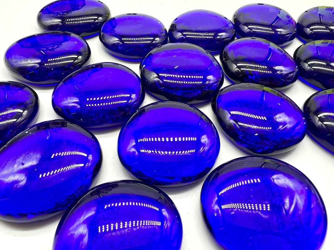Large Flat Glass Marbles, Cobalt Blue Transparent, Glass Gems ...