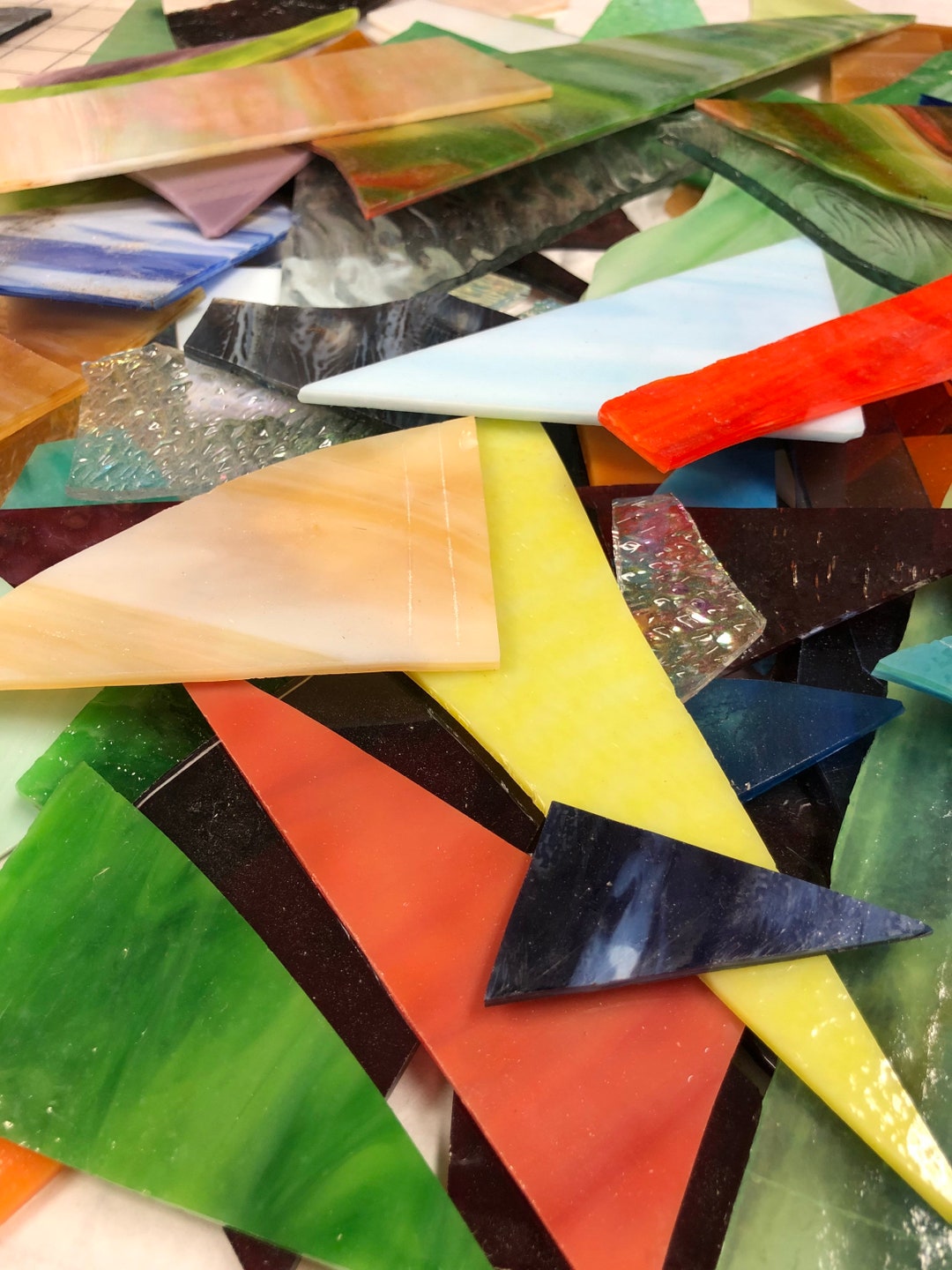 Stained Glass 5 Lbs Scrap Glass Variety Pack, Mosaic Glass, Art Glass ...