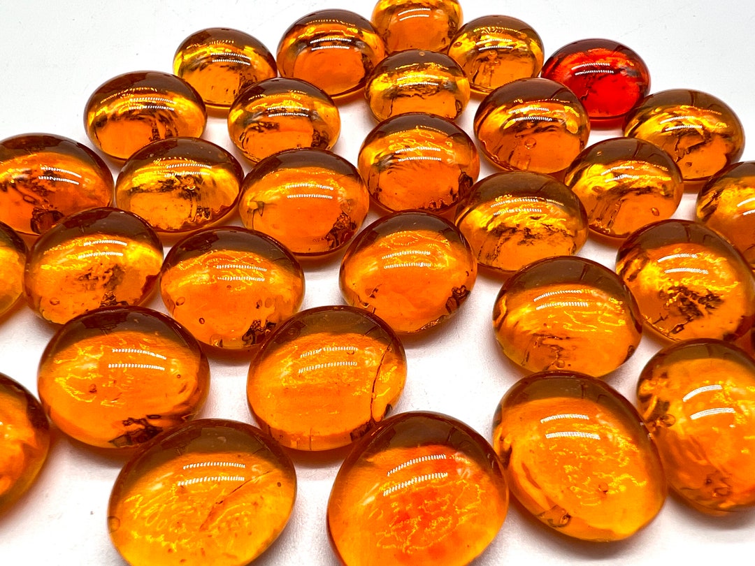 16mm - 5/8” Flat Glass Marbles, Light Orange Transparent, Glass Gems ...
