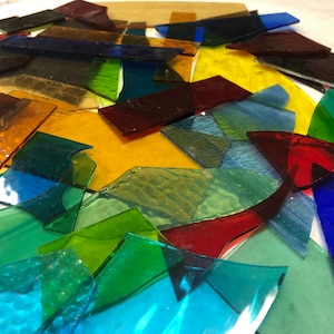 10 Lbs Stained Glass Scrap, Transparent Colored Glass Pack, Mosaic ...