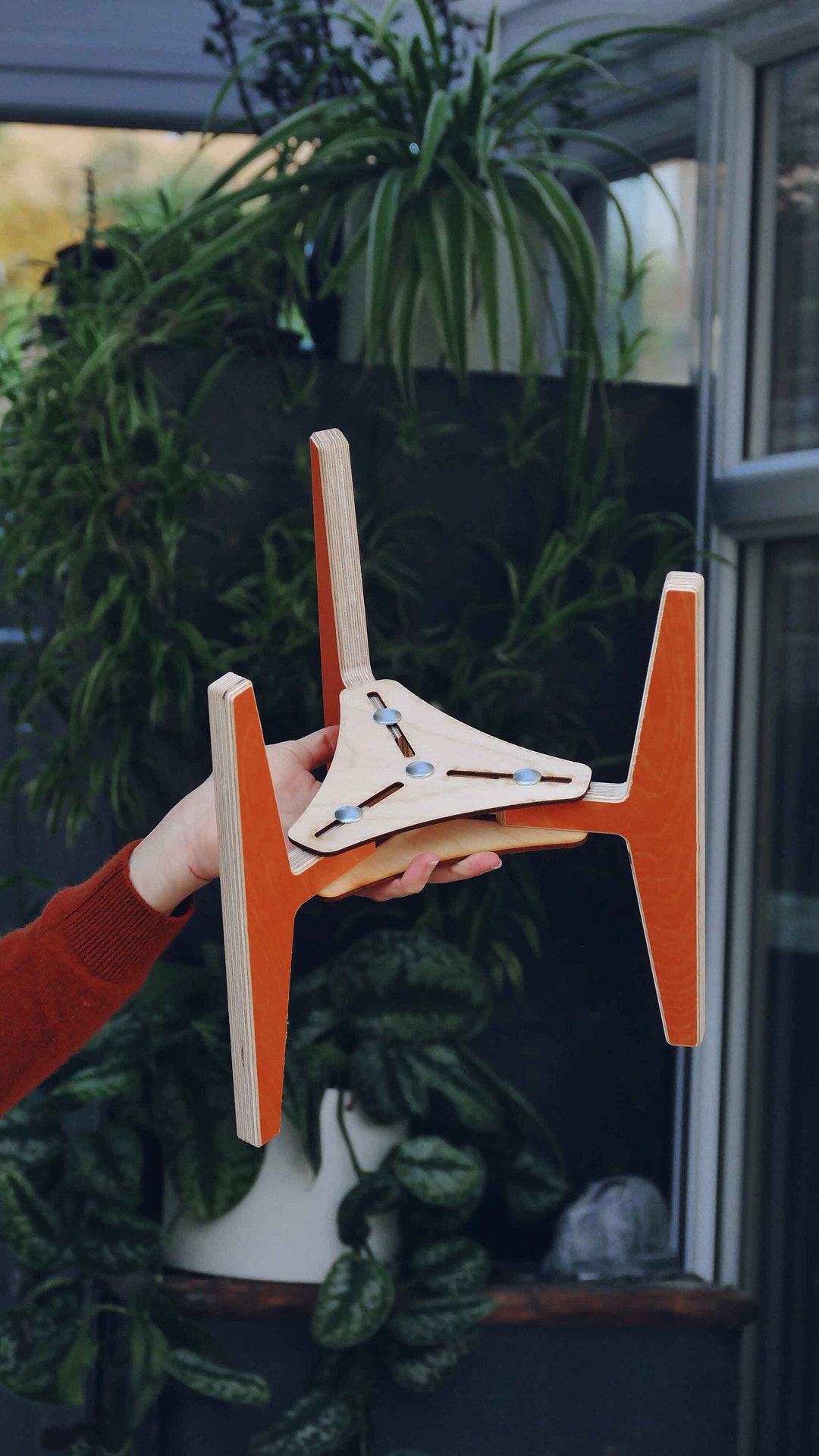 Adjustable Plant Stand in Orange | Plywood Plant Stand - Etsy