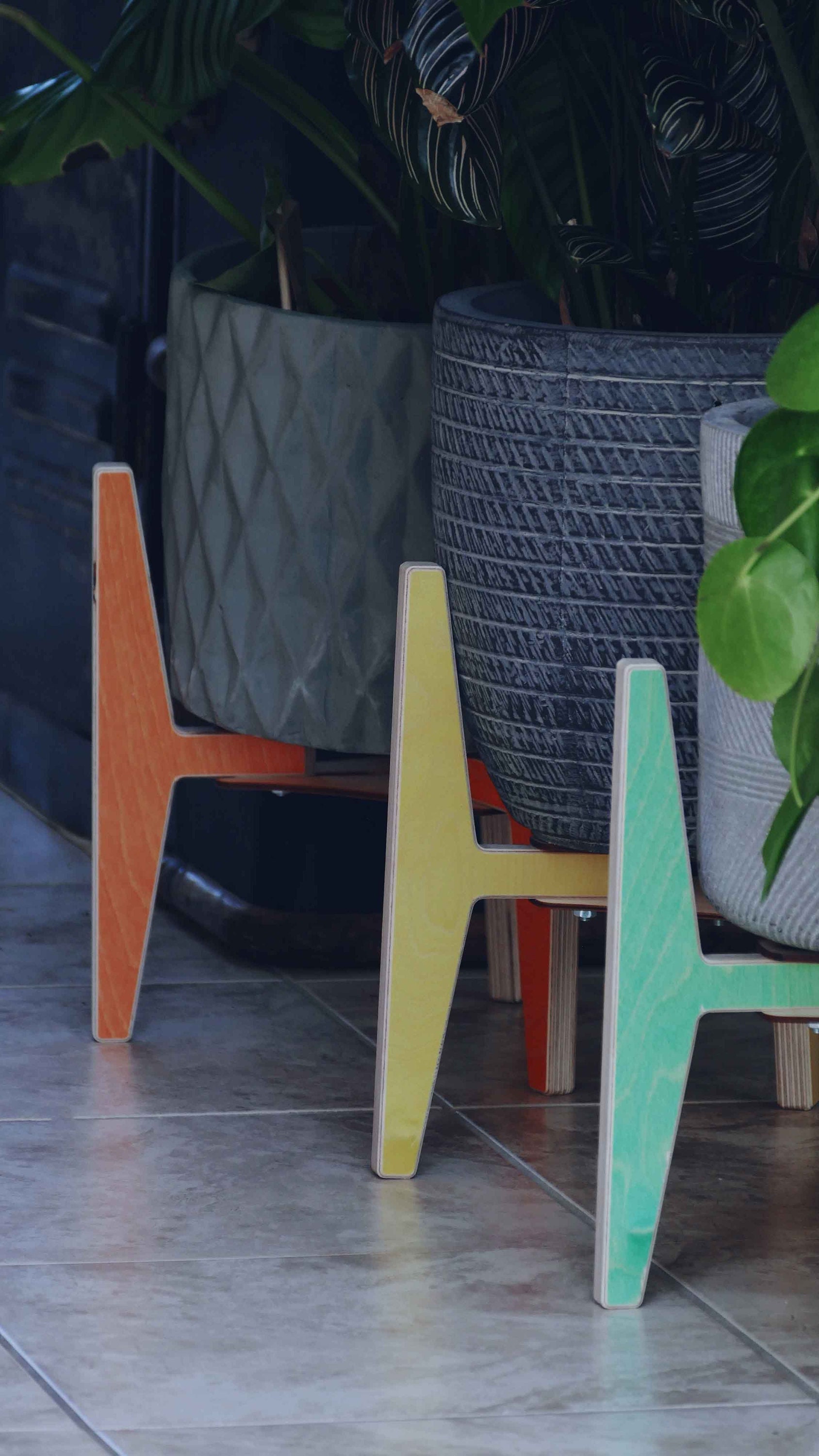 Adjustable Plant Stand in Orange | Plywood Plant Stand - Etsy