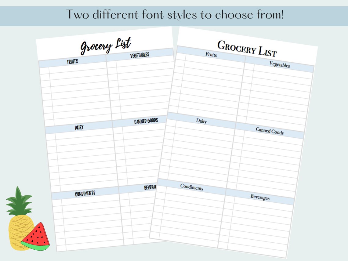 Printable Mini Grocery List - Etsy