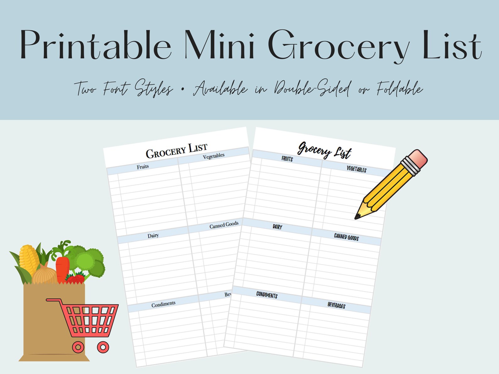 Printable Mini Grocery List - Etsy