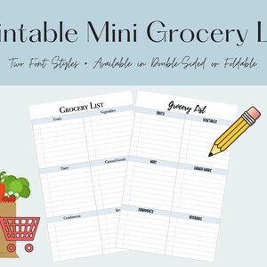 Printable Mini Grocery List - Etsy