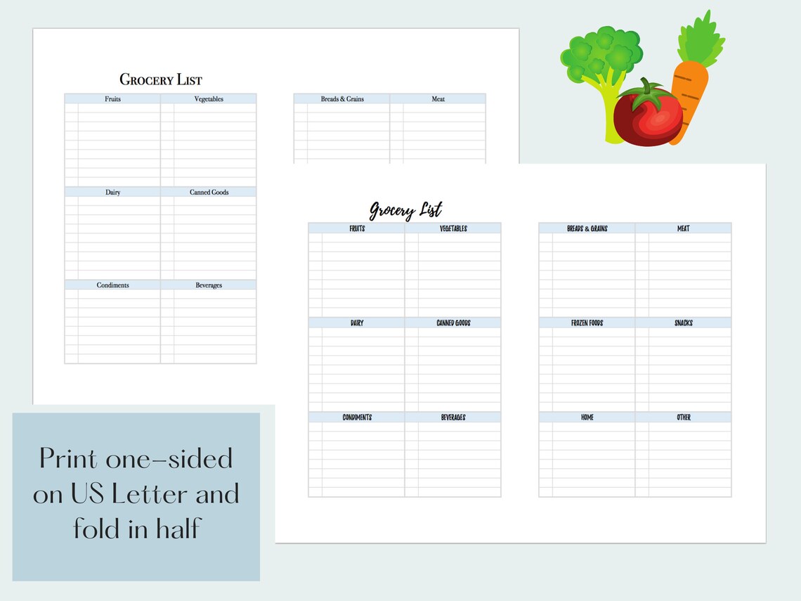 Printable Mini Grocery List - Etsy