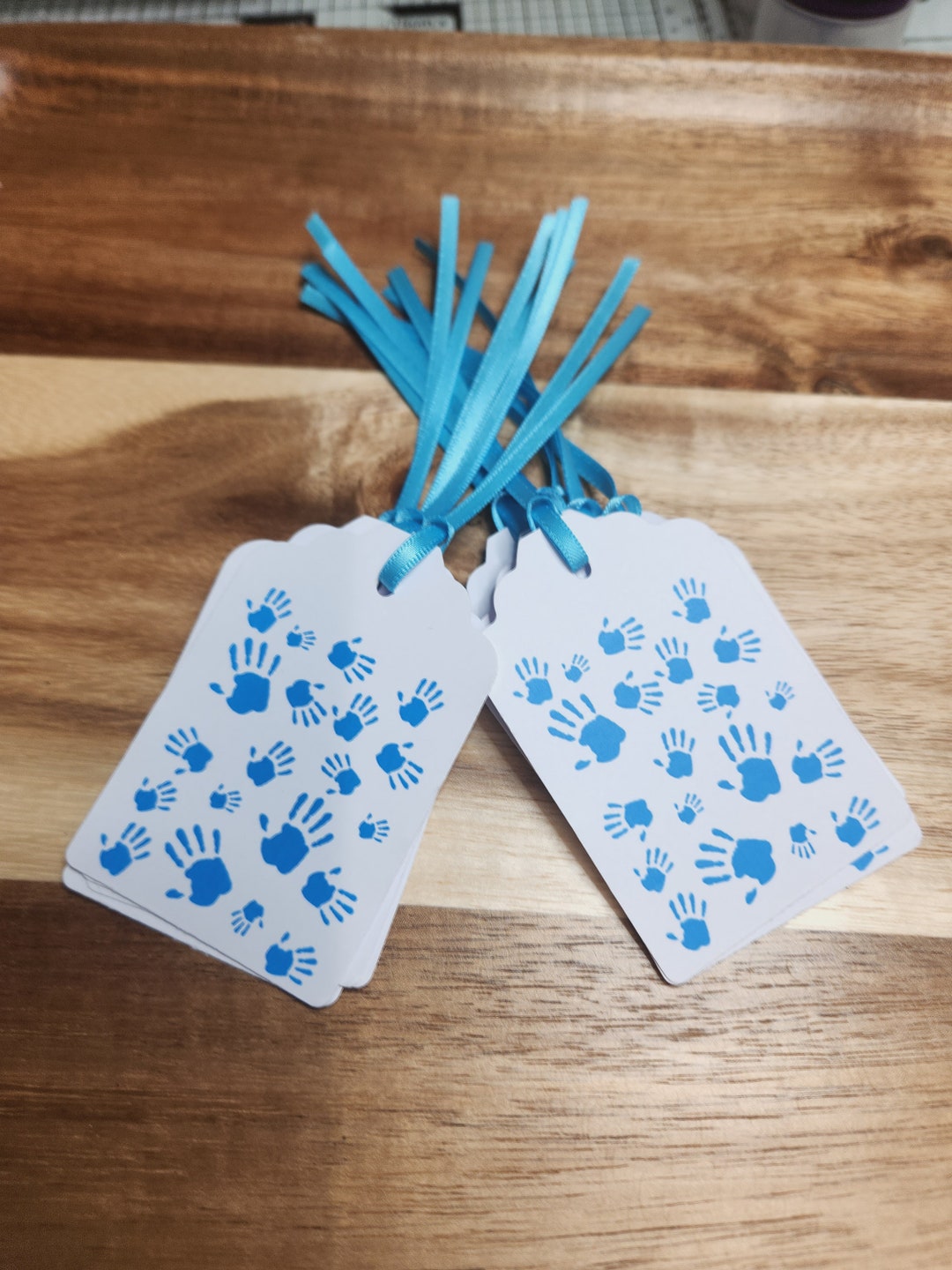 Baby Handprint Gift Tags: Blue Hand Prints, Set of 10 - Etsy