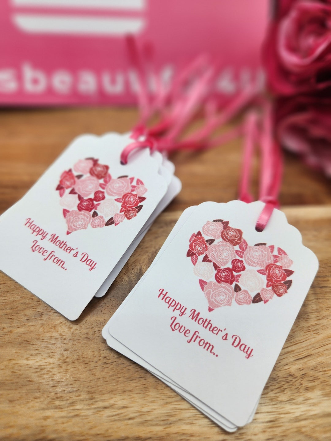 Floral Heart Mother's Day Gift Tags, Pink Ribbon (10 Pack) - Etsy UK