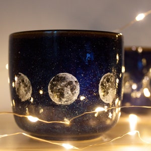 Moon Coffee Mug,moon Phases Tea Cup,gray Lunar Cycle Hand-painted Mug ...
