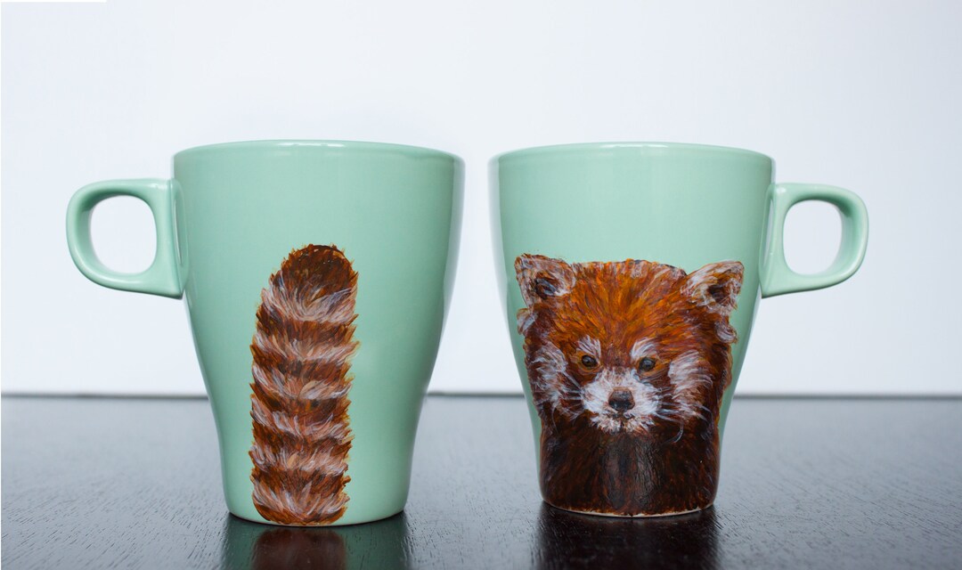 Red Panda Mug, Cup, Custom Hand-painted Handmade Mug, Pet Mug ...