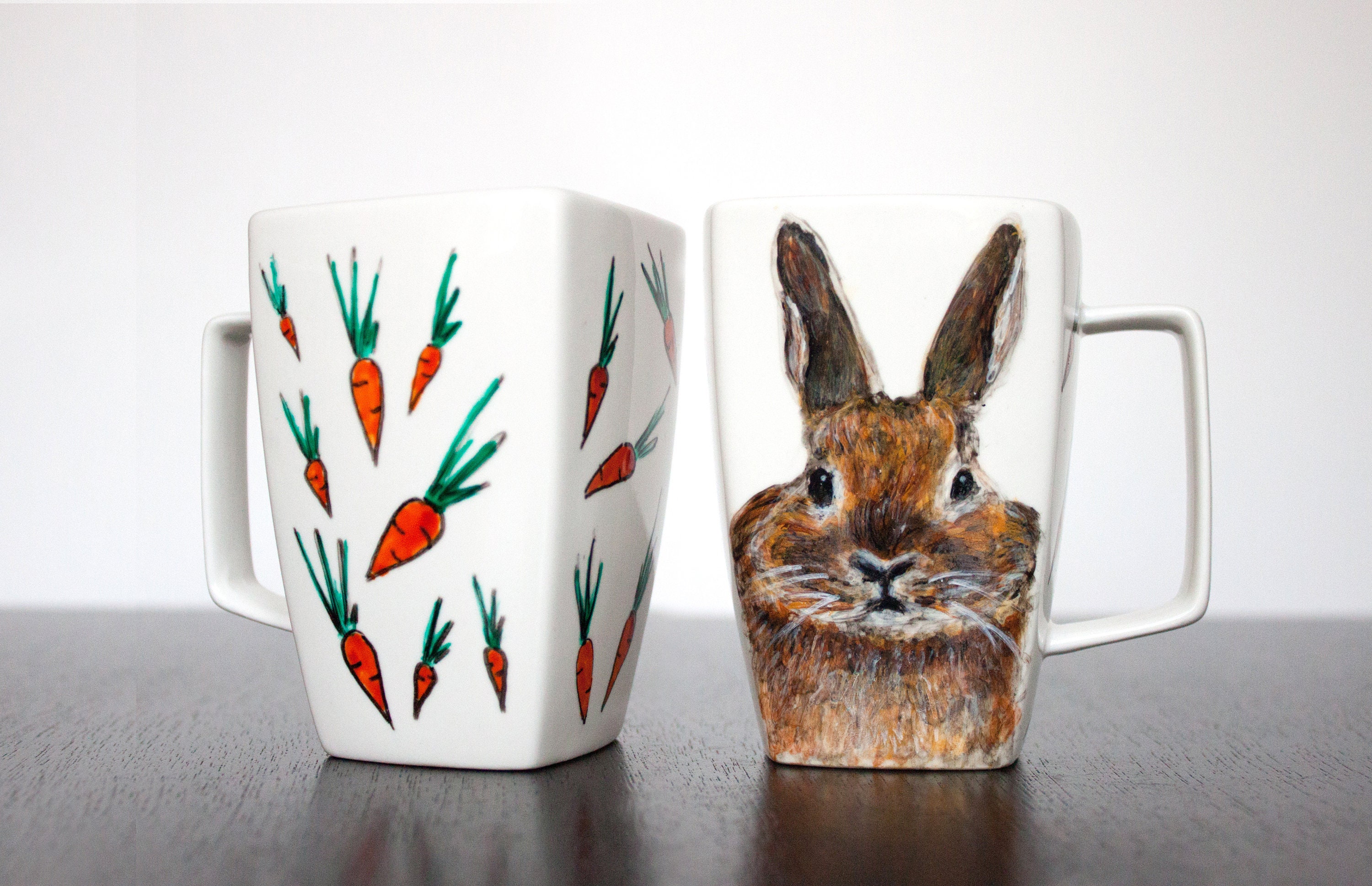 Bunny rabbit mug cup rabbit espresso cup set carrots hare | Etsy
