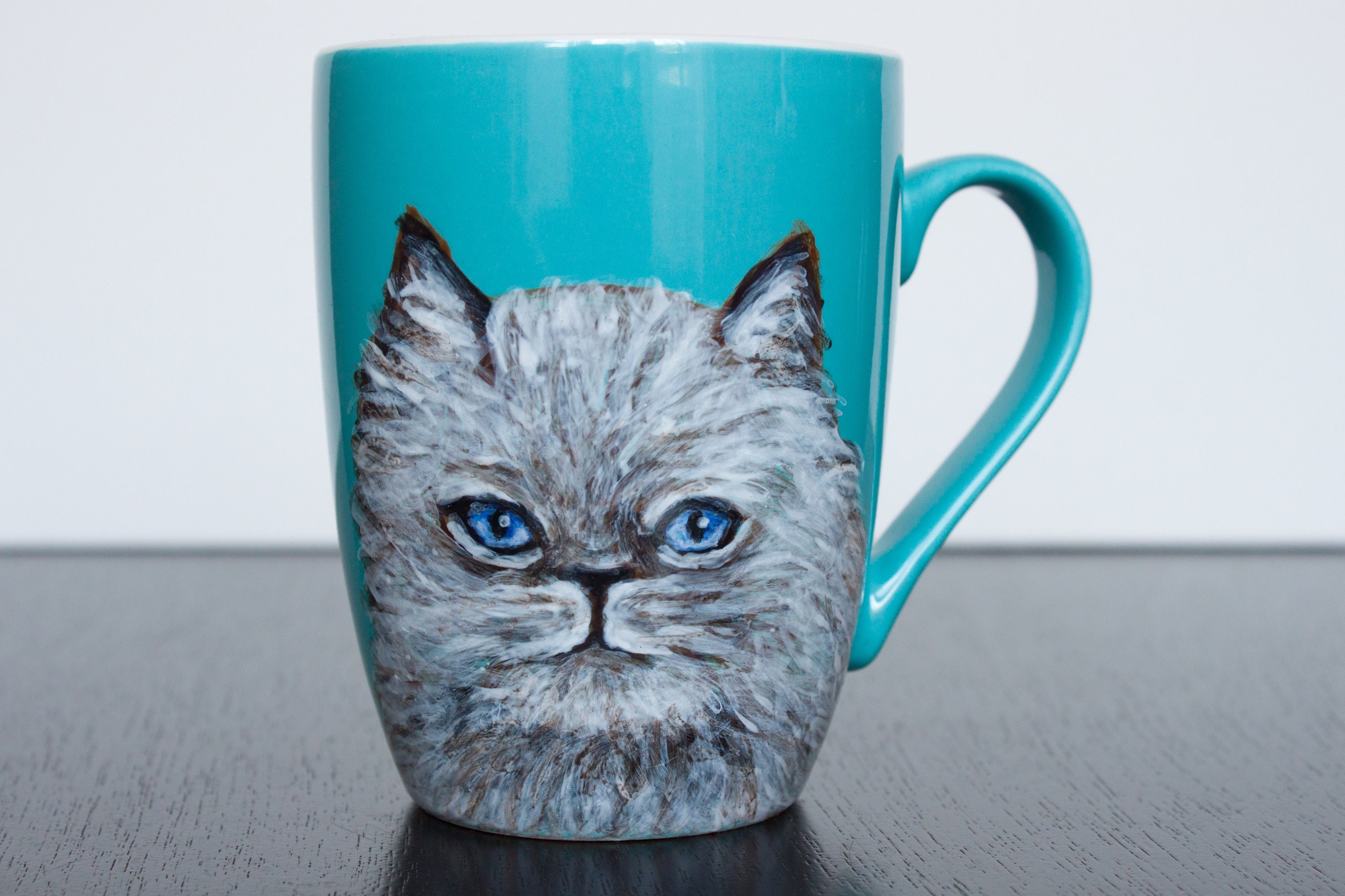 Cat mug hand-painted handmade mug cup cat pet animal | Etsy