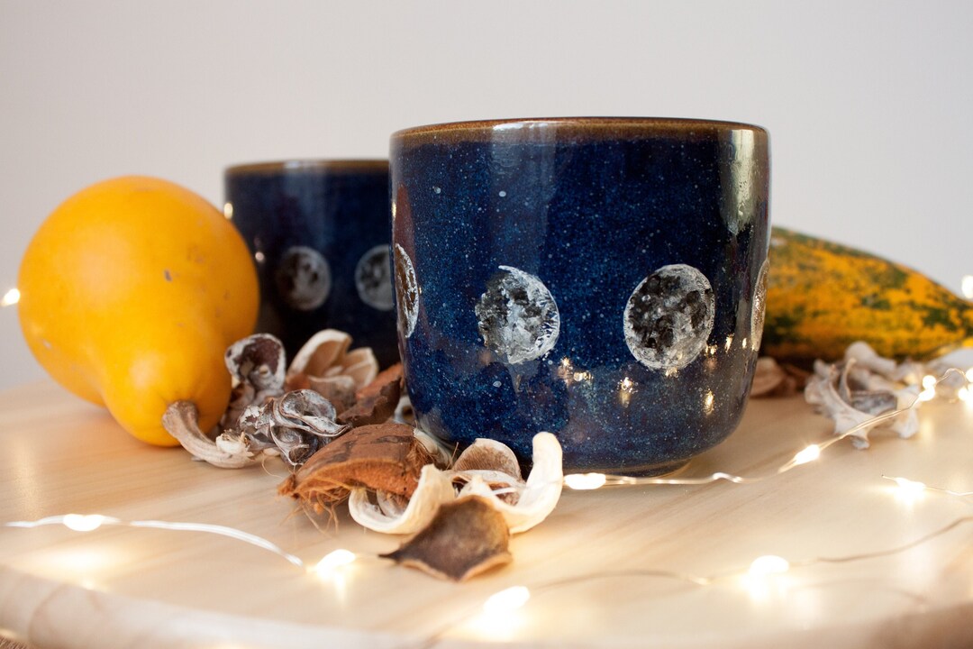 Moon Coffee Mug,moon Phases Tea Cup,gray Lunar Cycle Hand-painted Mug ...