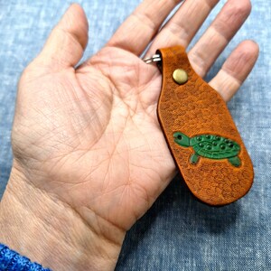 Turtle Leather Keychain, Turtle Gifts, Christmas Gift, Turtle Keychain ...