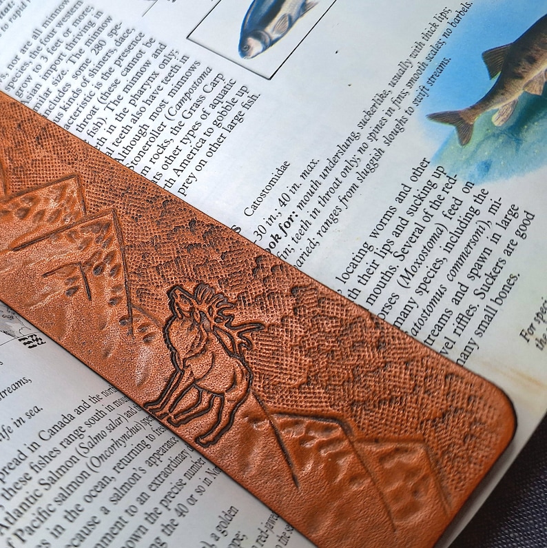 Elk Leather Bookmark: Hand-crafted Tan Cow Leather, Made in Wyoming - Etsy