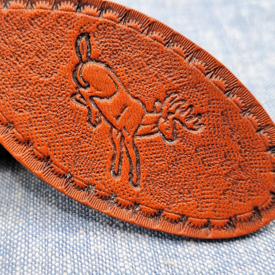 Hand-stamped Deer Leather Keychain: Men's Gift - Etsy
