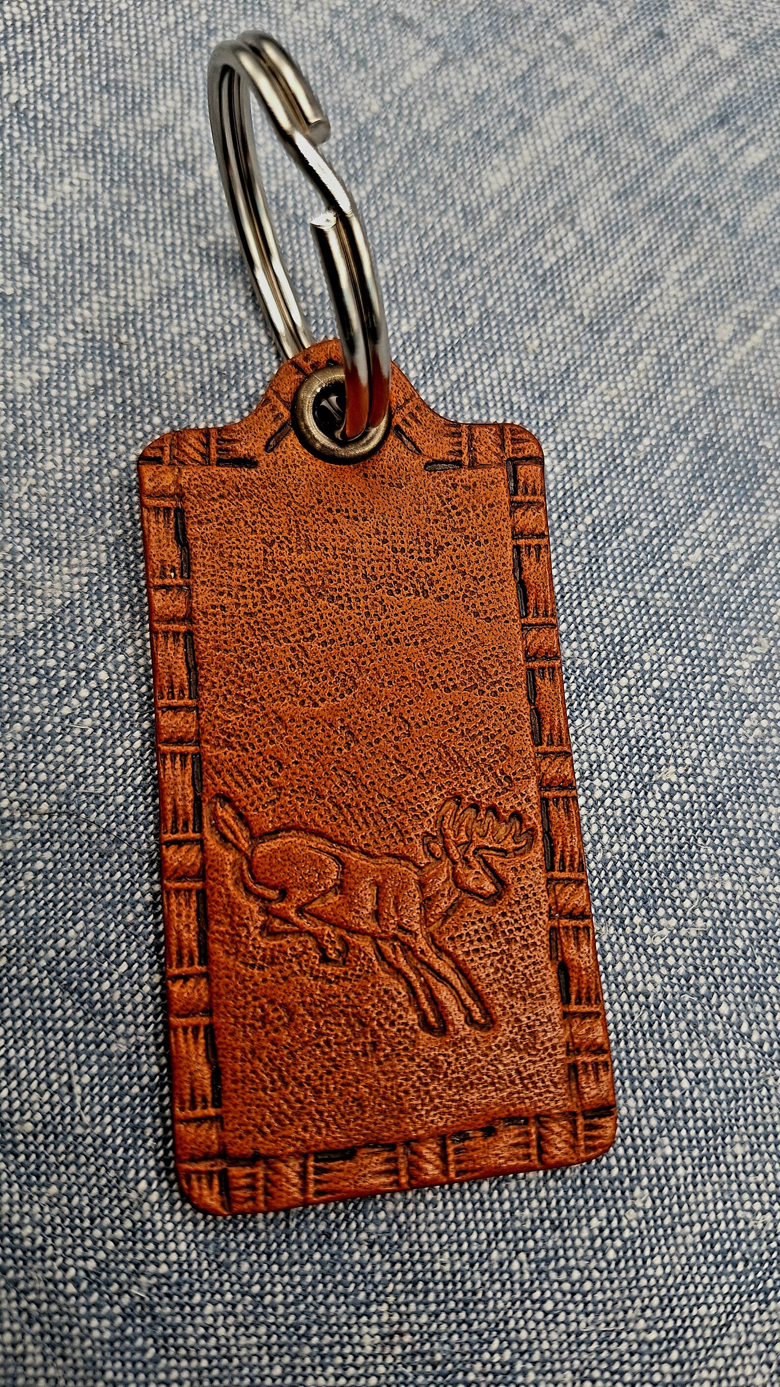 Hand-stamped Deer Leather Keychain: Men's Gift - Etsy