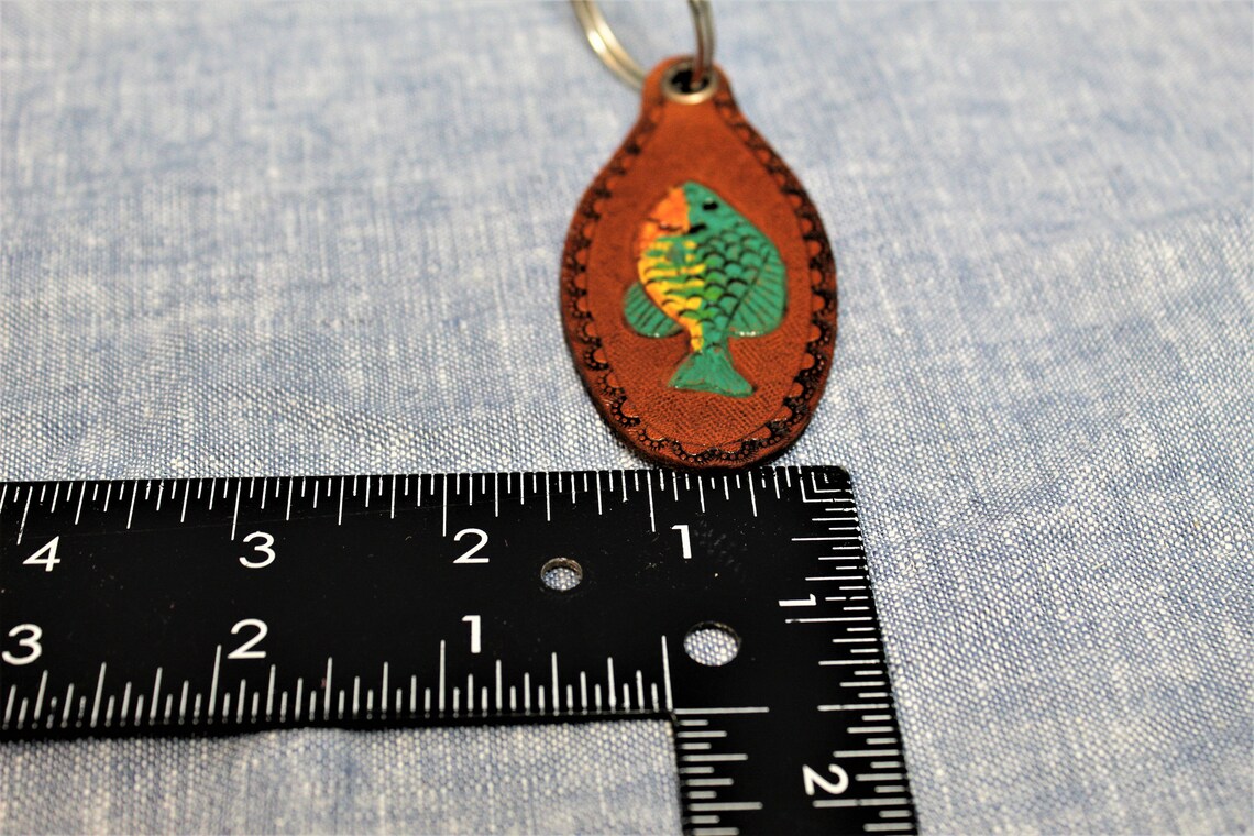 Handcrafted Bluegill Leather Keychain: Carved & Stamped - Etsy