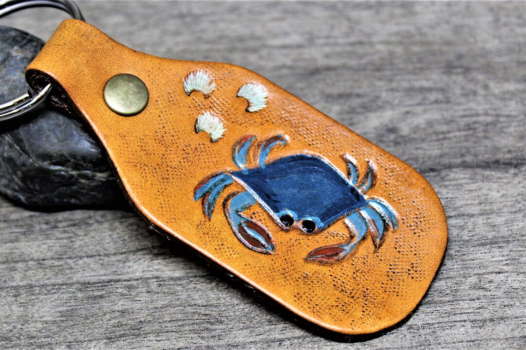 Crab Leather Keychain, Grandpa Christmas, Men's Stocking Stuffer, Dad ...
