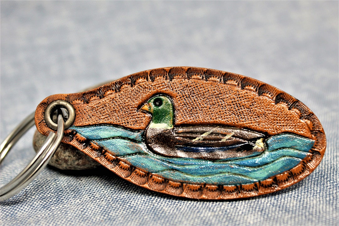 Mallard Duck Leather Keychain, Duck Hunting Gifts, 3rd Anniversary, Men ...