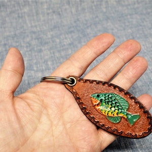 Handcrafted Bluegill Leather Keychain: Carved & Stamped - Etsy
