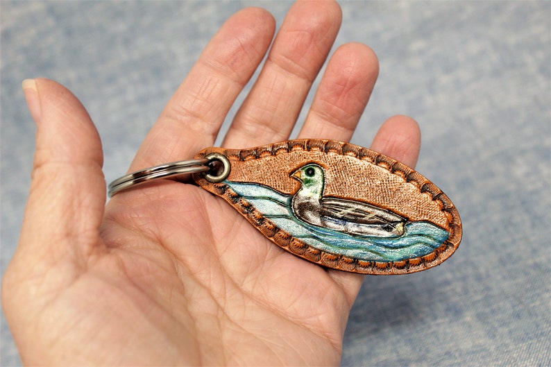 Hand-carved Leather Mallard Duck Keychain: Hunting Gift - Etsy