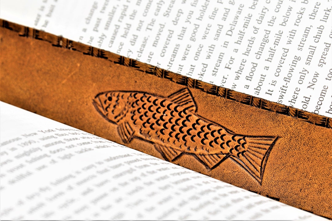 Trout Leather Bookmark, Book Nerd, Reading Gift, Trout Art, Father's ...