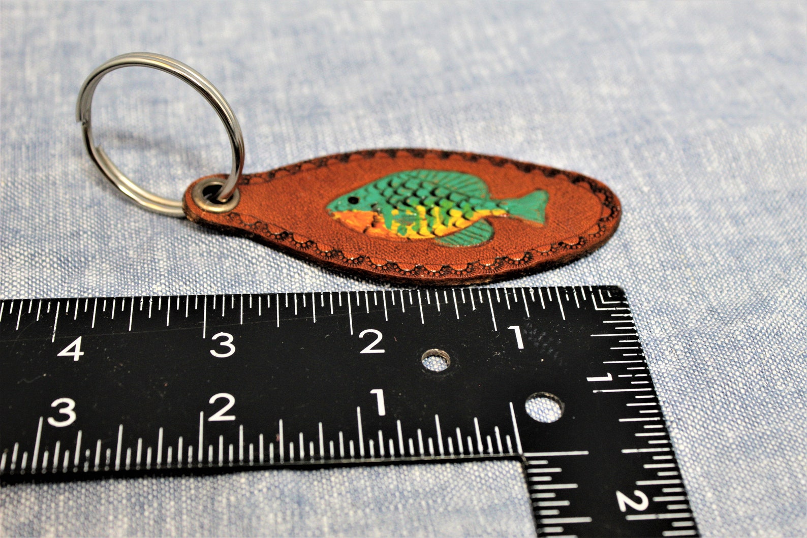 Handcrafted Bluegill Leather Keychain: Carved & Stamped - Etsy