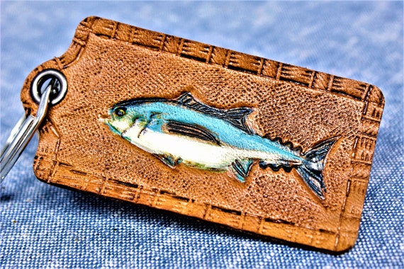 Blue Tuna Leather Keychain Tuna Fish Fishing Keychains 3rd | Etsy
