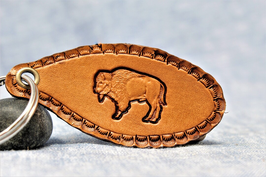 Bison Leather Keychain Bison Art Bison Keychain Bison Gift - Etsy