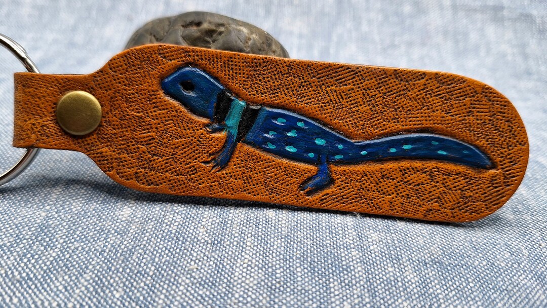 Blue Lizard Leather Keychain, Lizard Gifts, Southwestern Gifts, Reptile ...