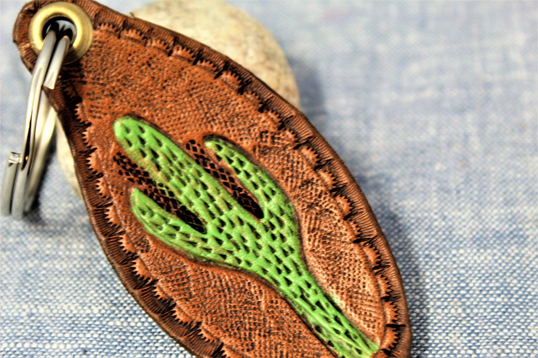 Cactus Leather Keychain, Cactus Gift, Cactus Christmas Gift, Cactus ...