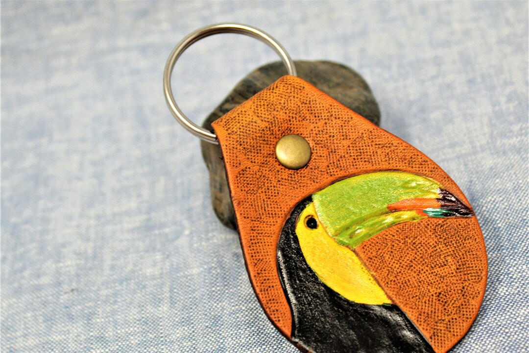 Toucan Leather Keychain, Toucan Art, Toucan Keychains, Tropical Birds ...
