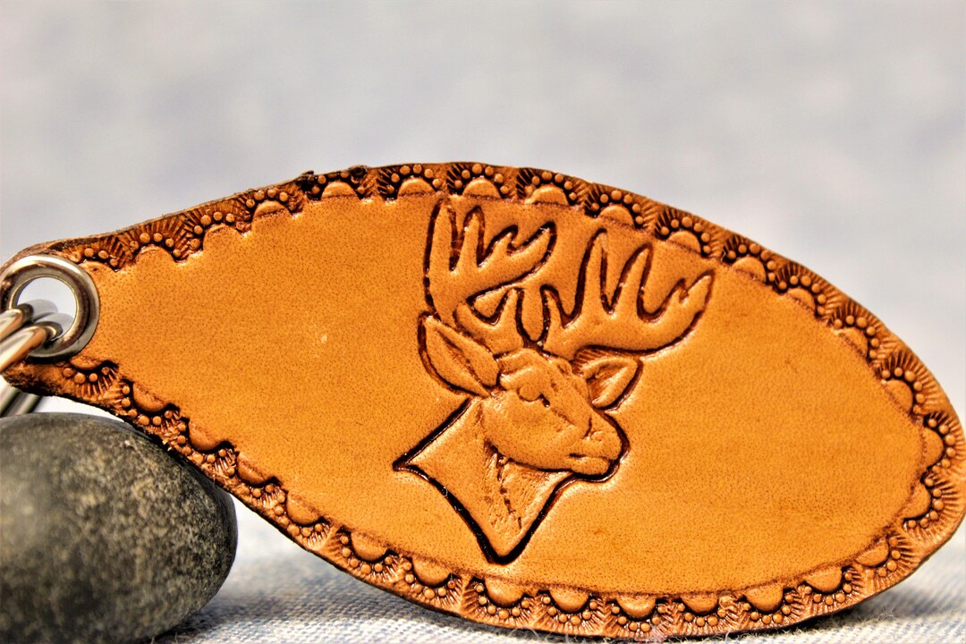 Deer Keychain, Leather Keychain, Birthday Gifts for Men, Men's Keychain ...