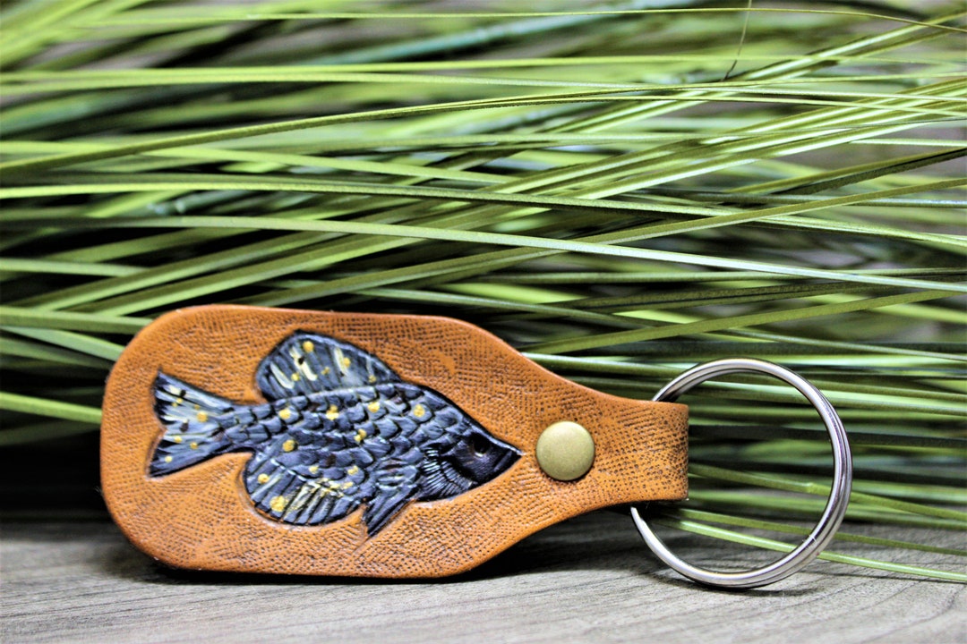 Crappie Leather Key Fob, Crappie Fishing, Men's Christmas Gift, Men's ...
