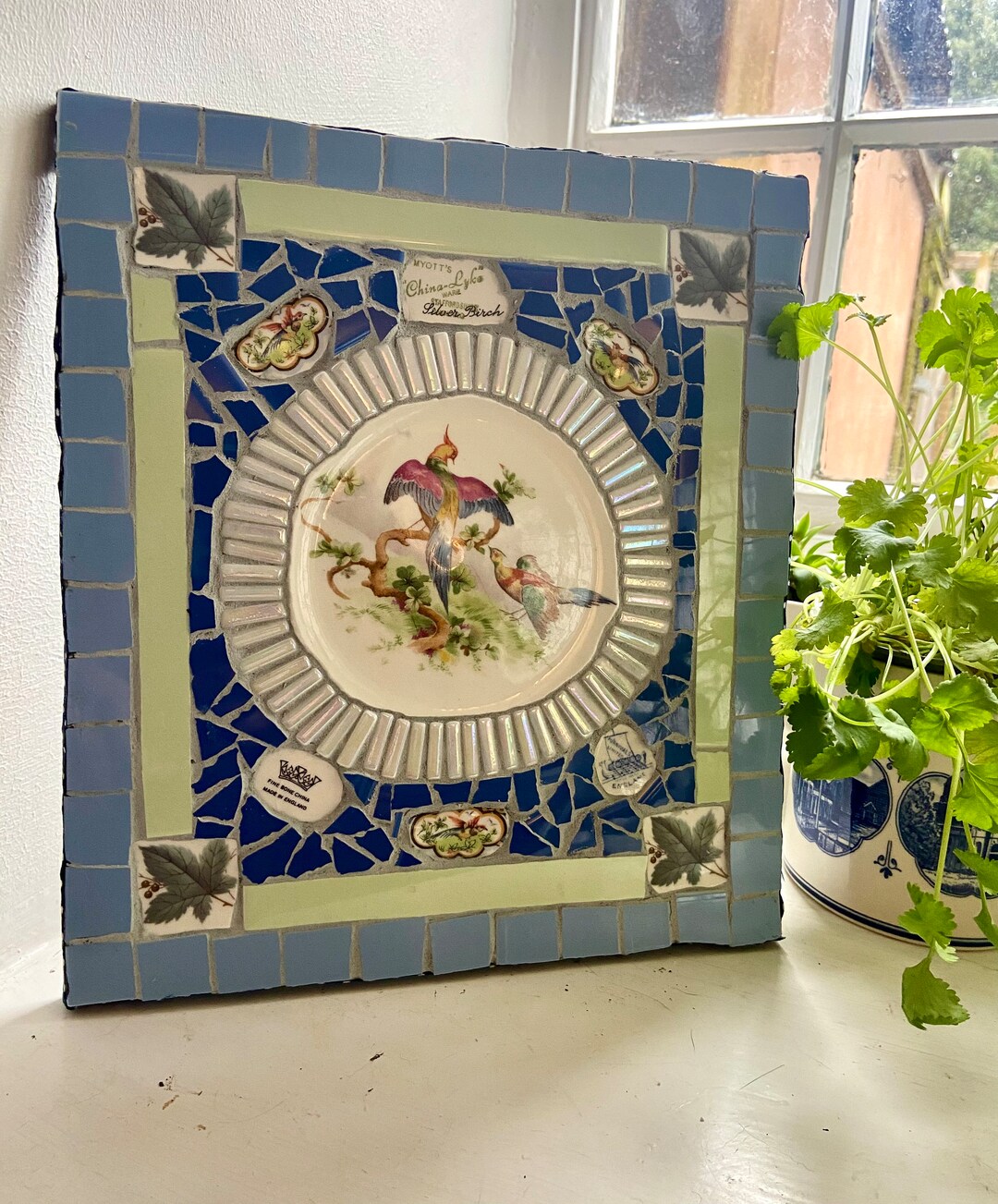 Handmade Blue Green Birds of a Feather Vintage Ceramic and Tile ...