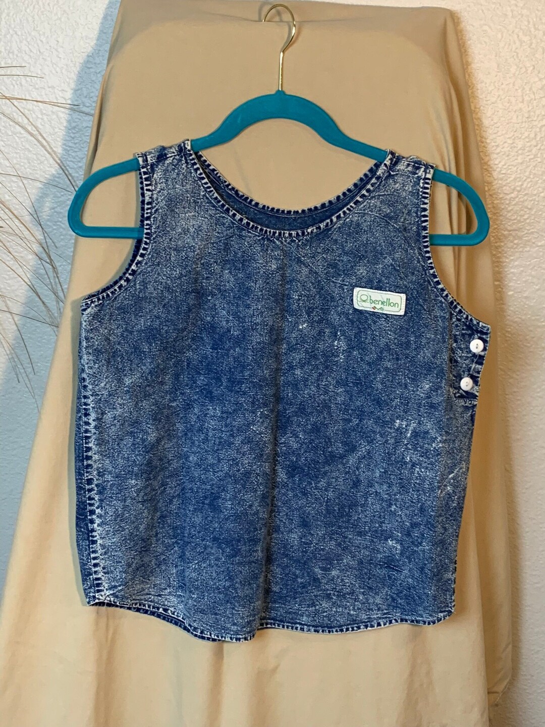 Vintage 80's Acid Wash Demin Tank - Etsy