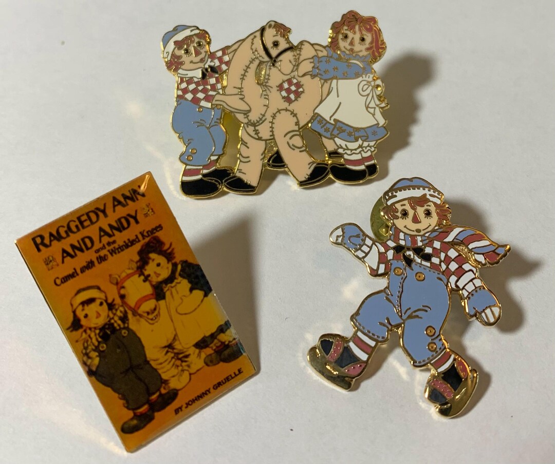 Raggedy Ann, Andy & Camel Lapel Pin, Raggedy Andy Skating Lapel Pin ...