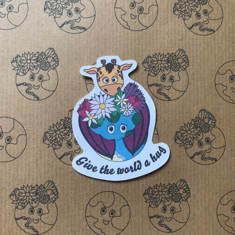 World Hug Sticker. Our Planet Collection. Cartoon Planet - Etsy