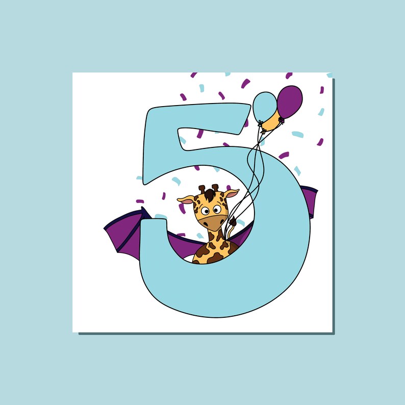 Cartoon Age Cards. Children's Birthday Cards. Kid's | Etsy