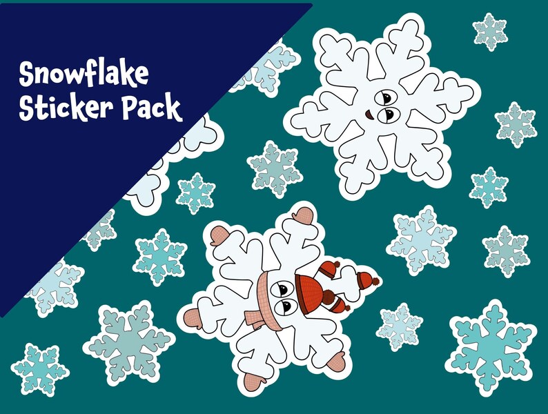 Snowflake Cute Cartoon Sticker Multi Pack | Etsy