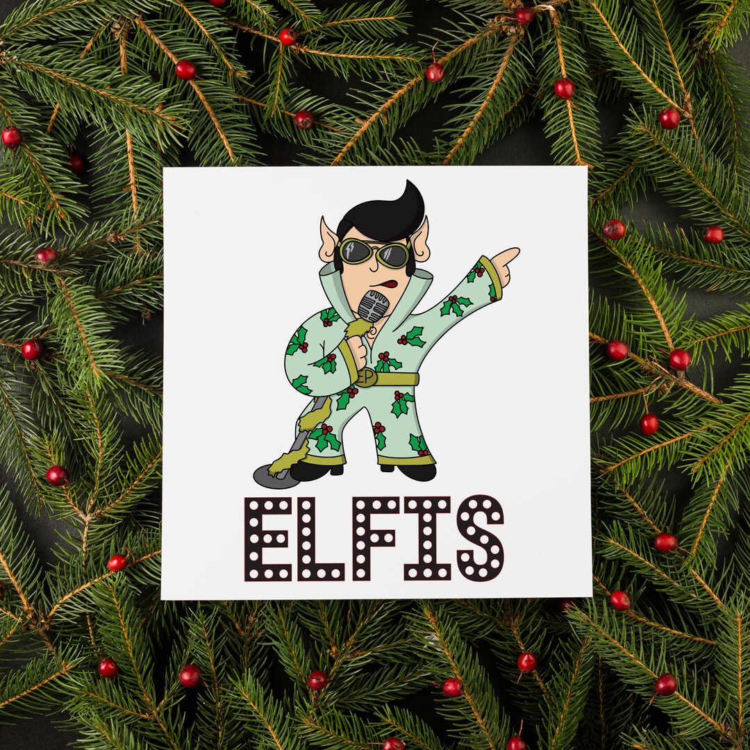 Elvis Christmas Card. Elfis. Cartoon Elf. Cartoon Elvis. Funny ...