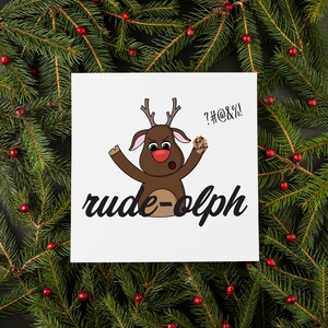 Rude-olph Christmas Card. Rudolph Cartoon. Reindeer Cartoon. - Etsy