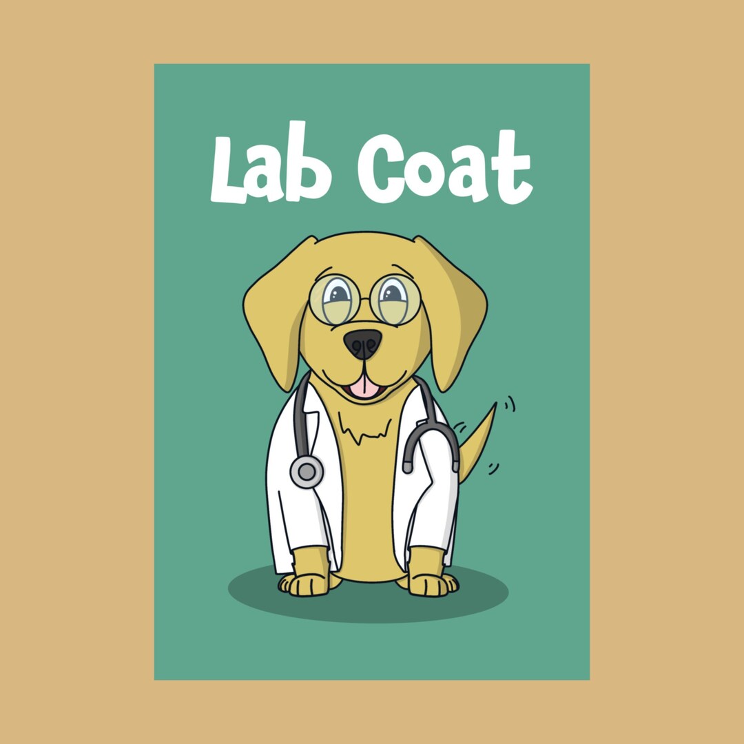 Lab Coat Cute Dog Cartoon Postcard - Etsy
