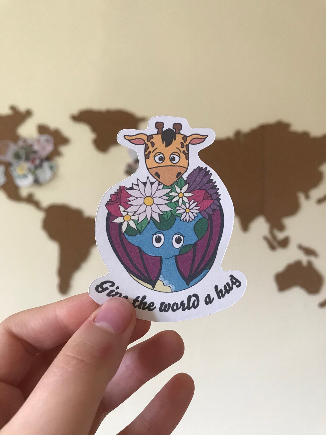 World Hug Sticker. Our Planet Collection. Cartoon Planet Earth. Cartoon ...