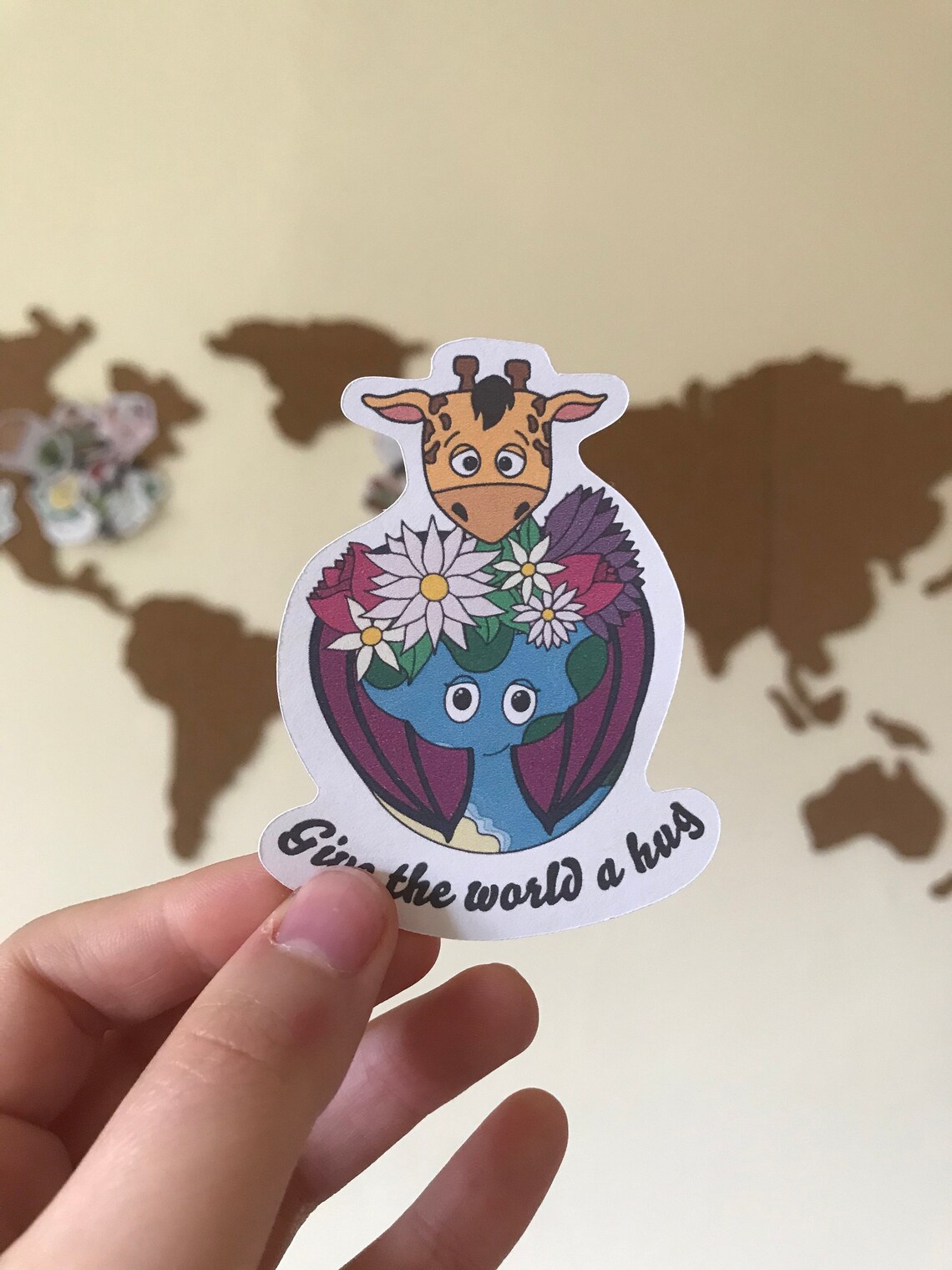 World Hug Sticker. Our Planet Collection. Cartoon Planet | Etsy