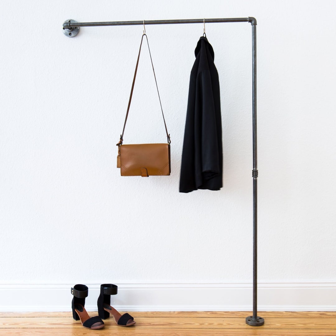 Clothes Rail Wardrobe Cloakroom Rail Coat Rack Industrial Design Steel ...