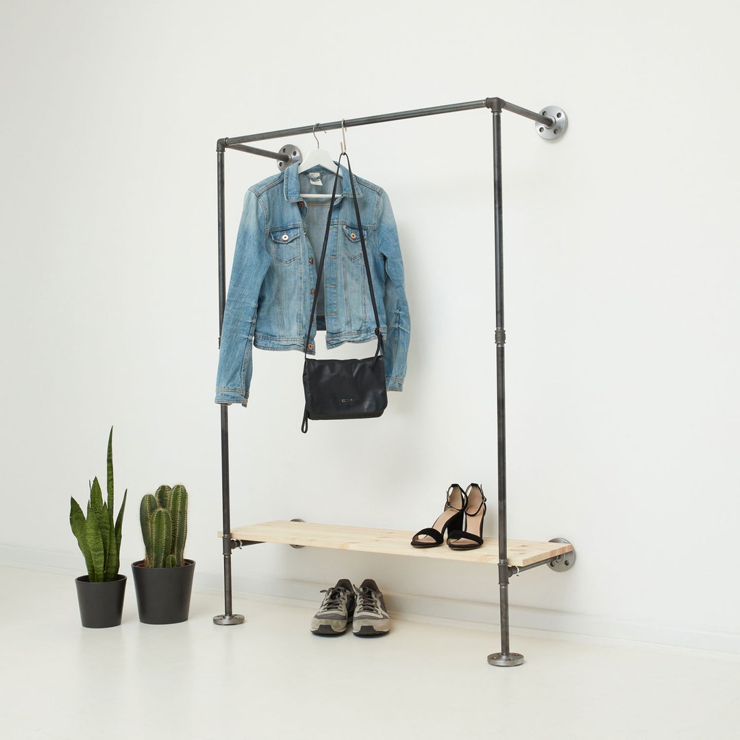 Customizable Open Wardrobe Industrial Design Steel Pipe Clothes Rack ...